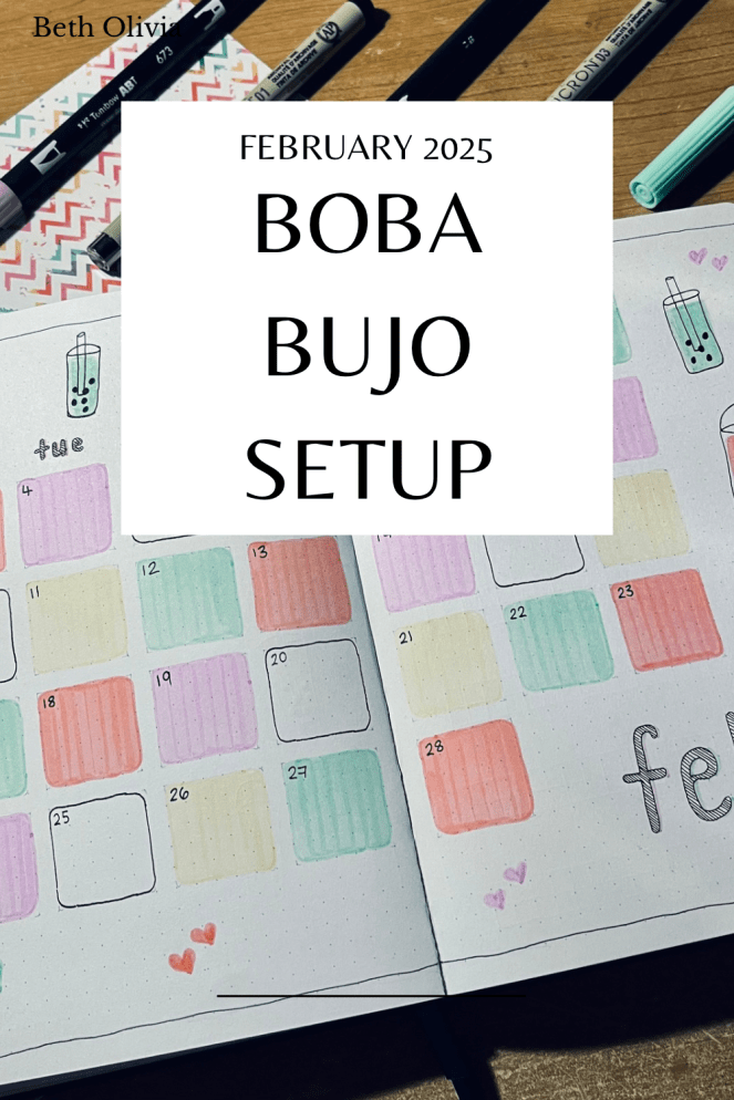 A Bubble Tea Bullet Journal Setup – February 2025 – Beth Olivia